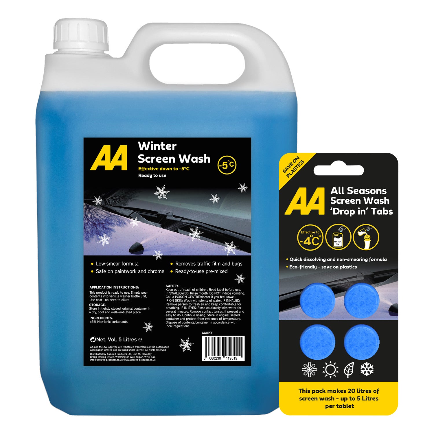 AA Winter Screenwash 5L with 4 x All Seasons Screenwash Tabs