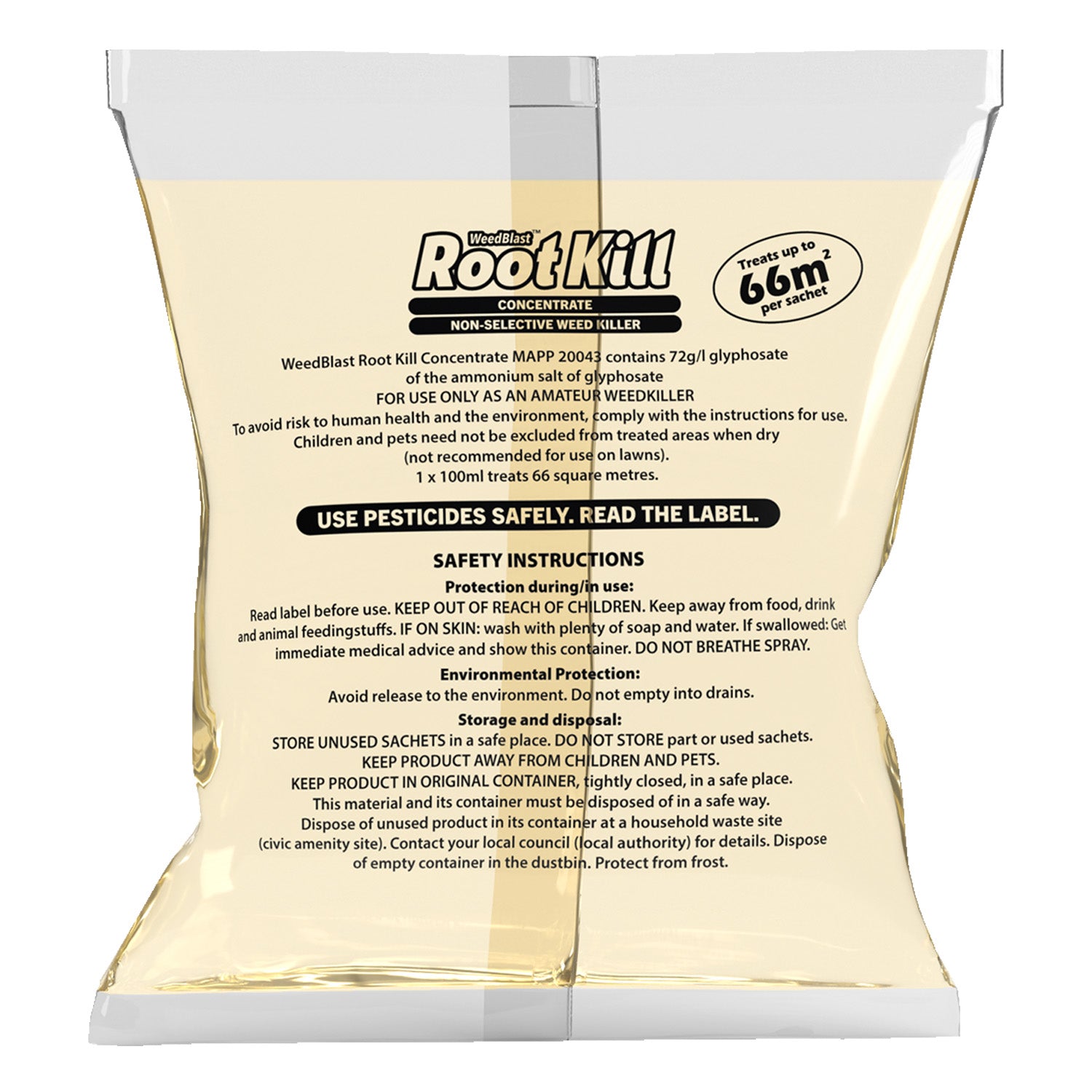 WeedBlast Rootkill 4 x 100ml Sachets Glyphosate weedkiller with 5L Gar ...